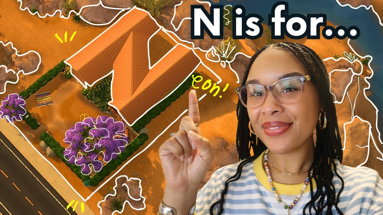 Building a *NEON* themed house in the sims 4! Alphabet Build Challenge ...