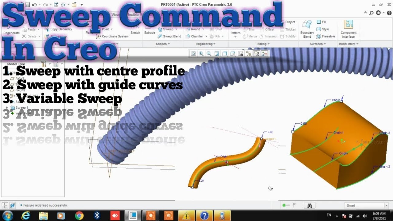 Sweep In Creo || in full Detail || CAD CAM EXPERT - YouTube