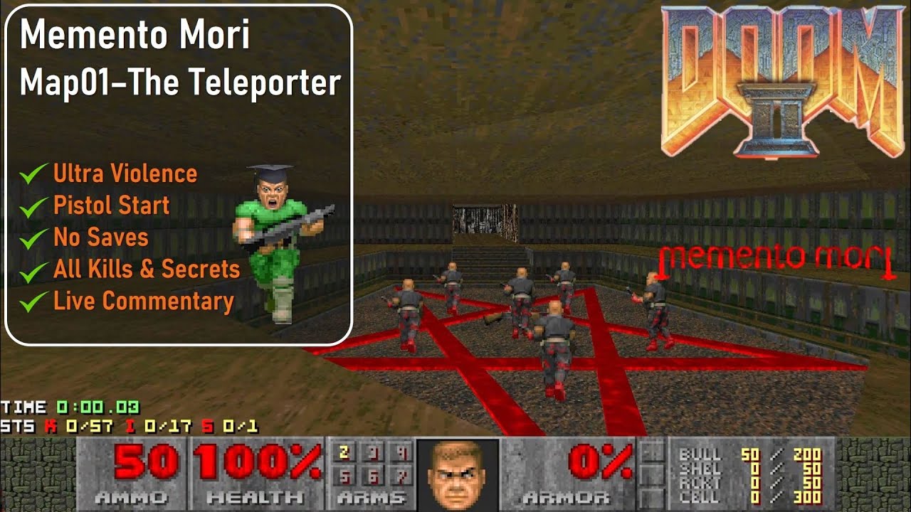 Memento Mori Map01 - The Teleporter [Doom 2, UV, Pistol, 100%] - YouTube