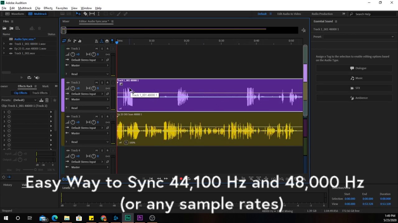 Syncing 48 000 Hz And 44 100 Hz Different Sample Rates Easily In