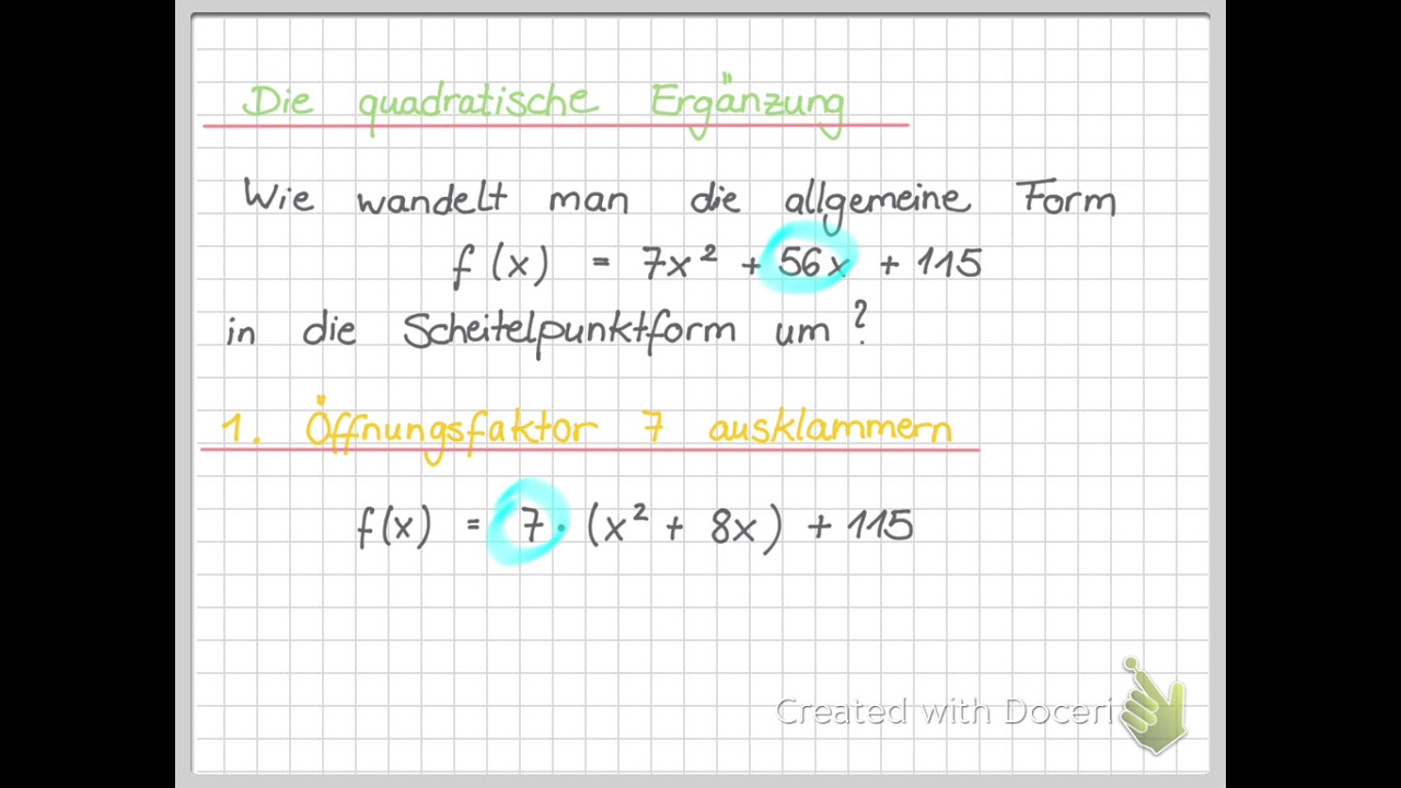 Mathe 9 quadratische Ergänzung - YouTube