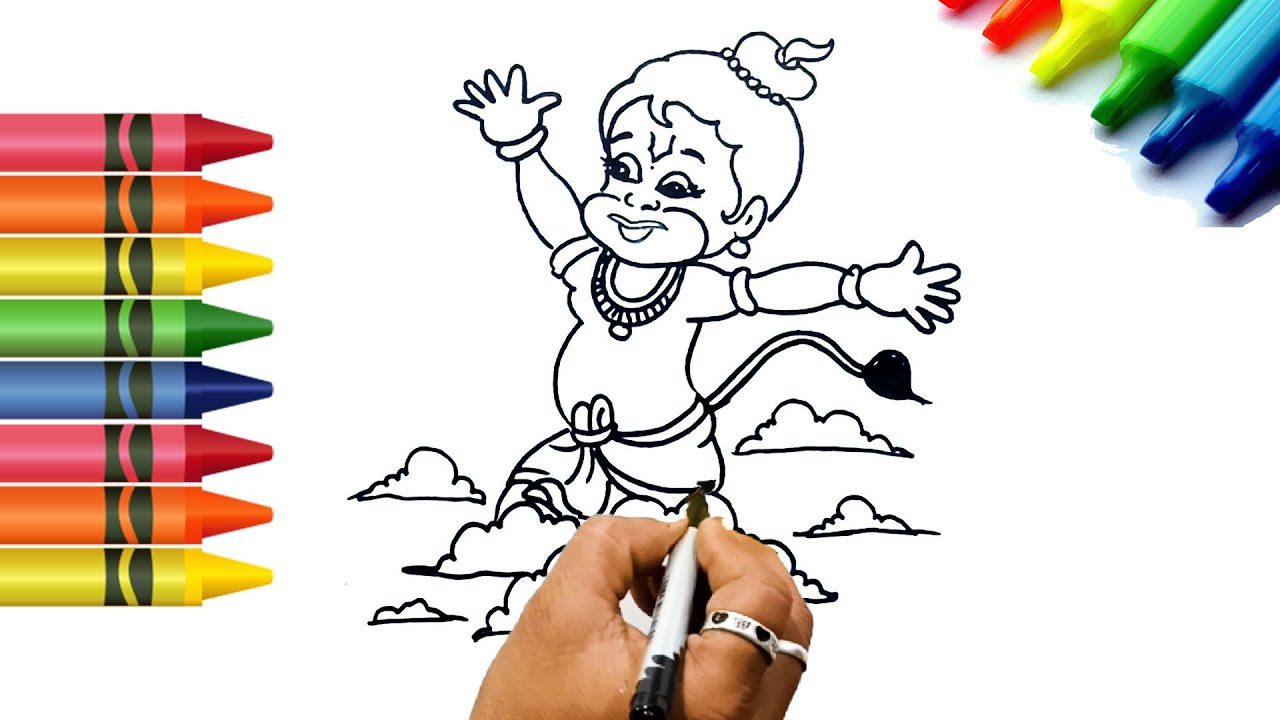 How To Draw Simple Bal Hanuman | Drawing Tutorial | By Kailash ...