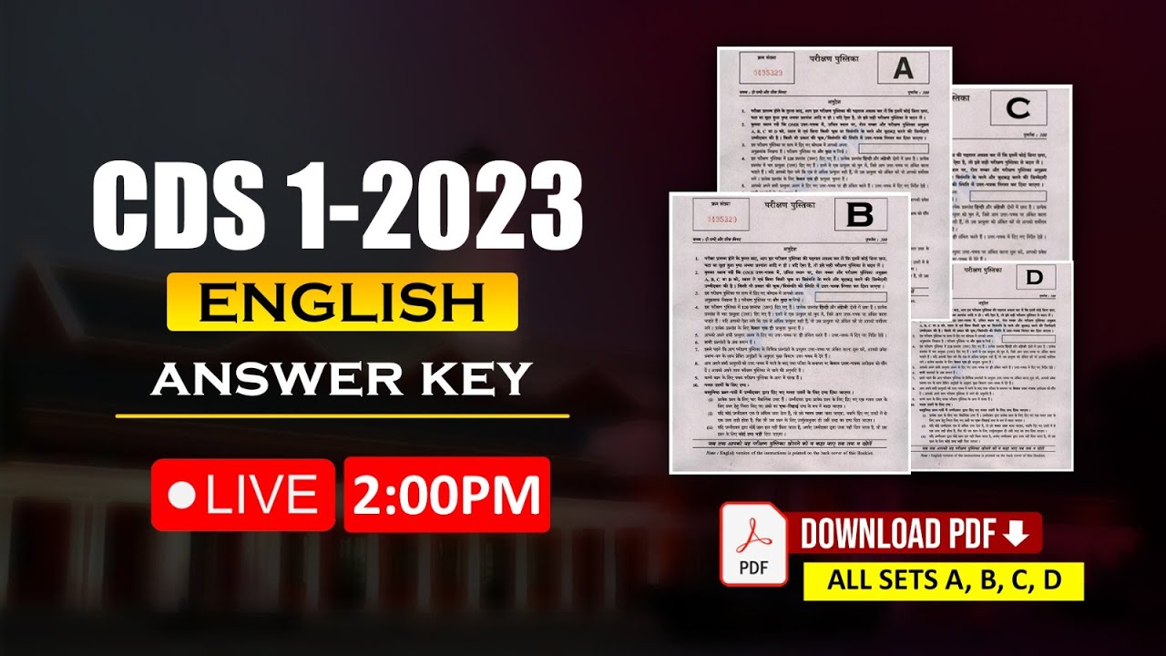 CDS 1 2023 English Answer Key | CDS 1 2023 Answer Key for English | CDS ...