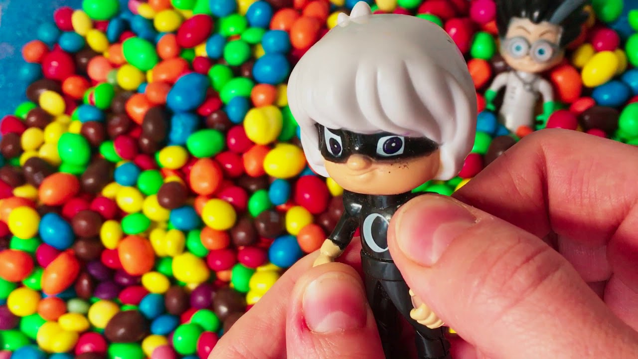 Tub Full Of Mixing Candy and PJ Masks characters with Finger Family ...