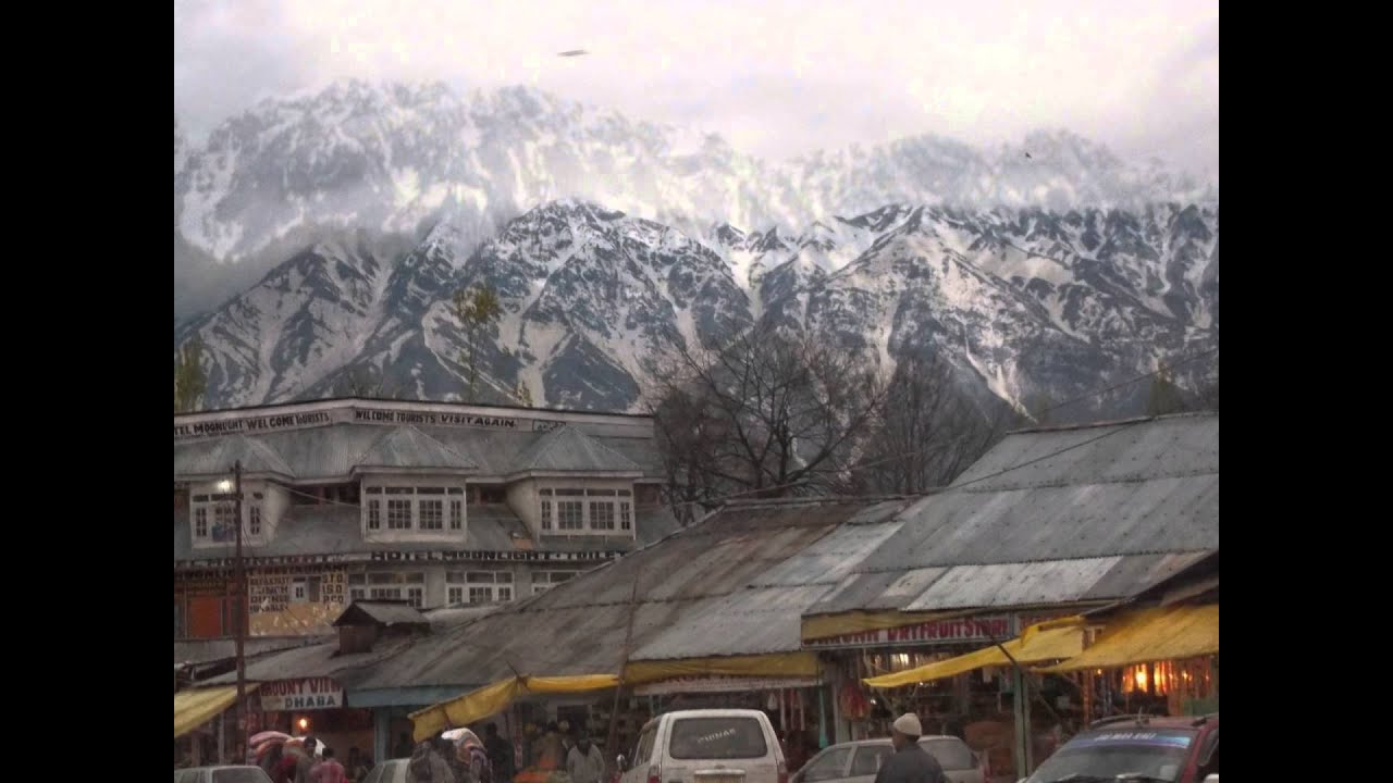 kashmir -heaven on earth-view of valley and mountain from pahalgam town ...