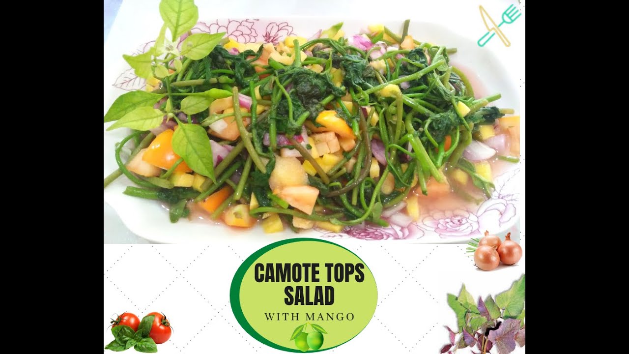 How to make Camote Tops Salad with Mango - YouTube
