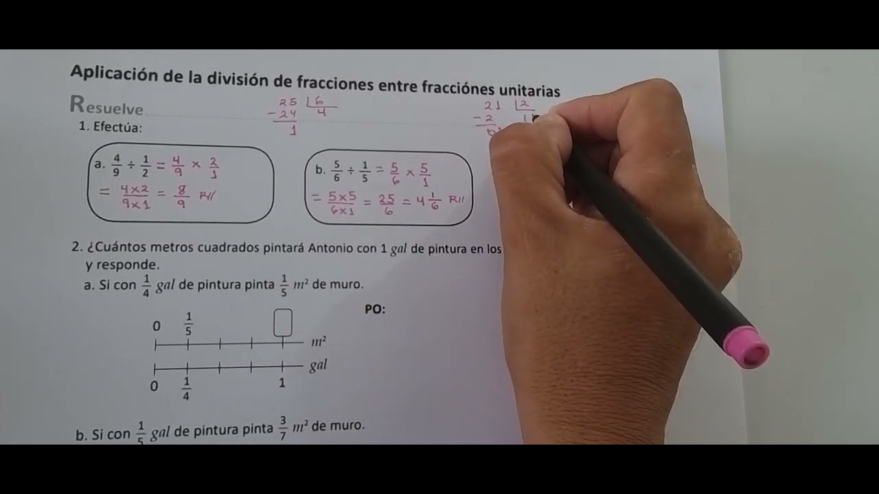 Aplicación de la división de fracciones entre fracciones unitarias ...