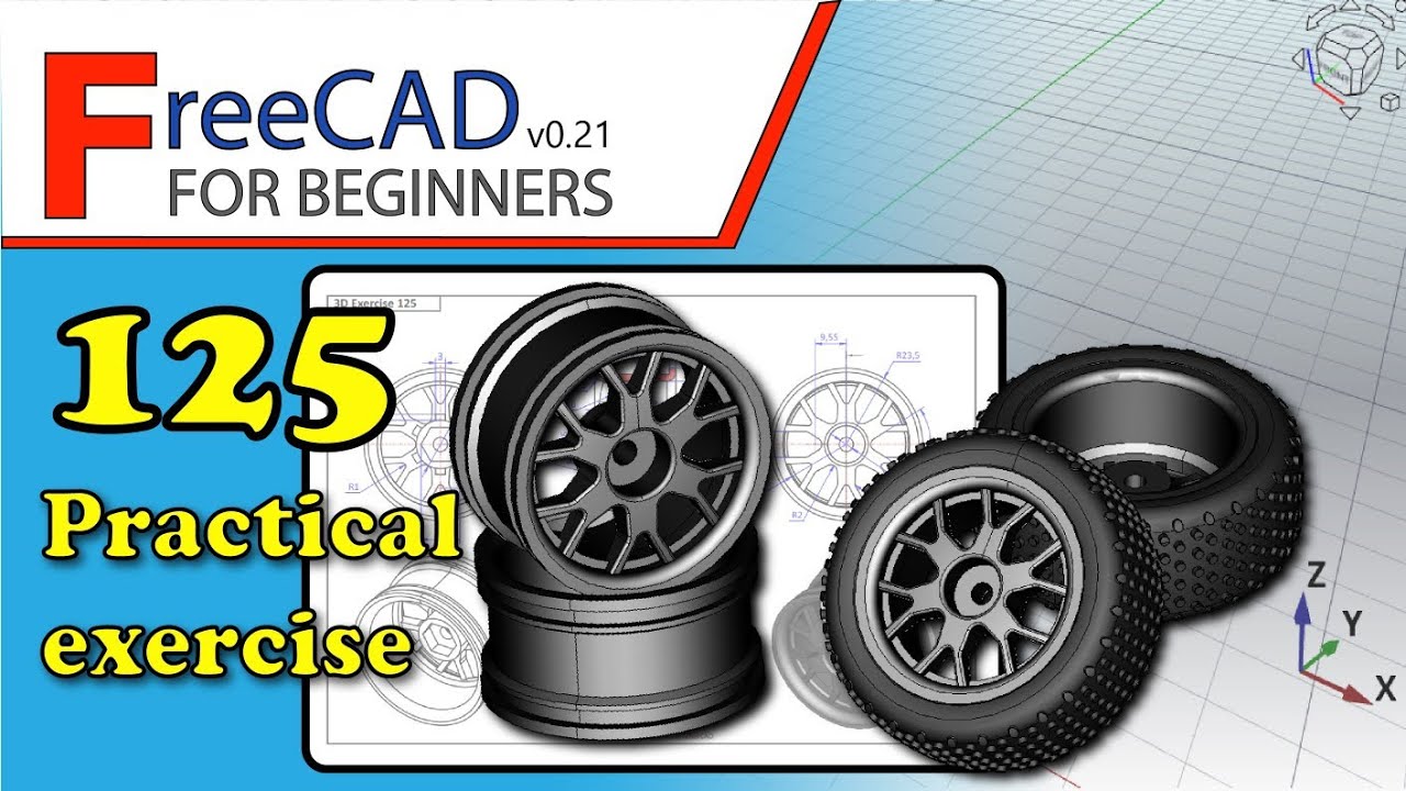 FreeCAD 0.21 Beginners tutorial: practical exercise 125 rc car rim ...