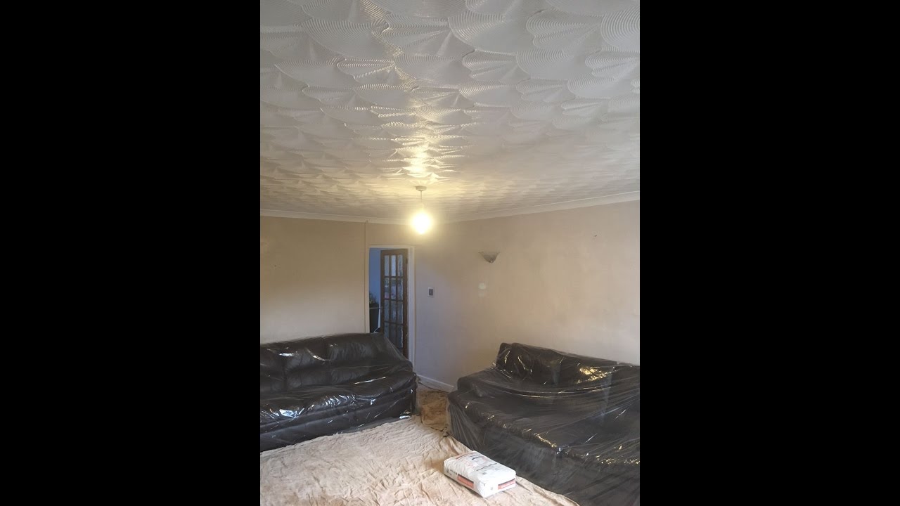PLASTERING OVER LARGE ARTEX CEILING IN CAERPHILLY SOUTH WALES - YouTube