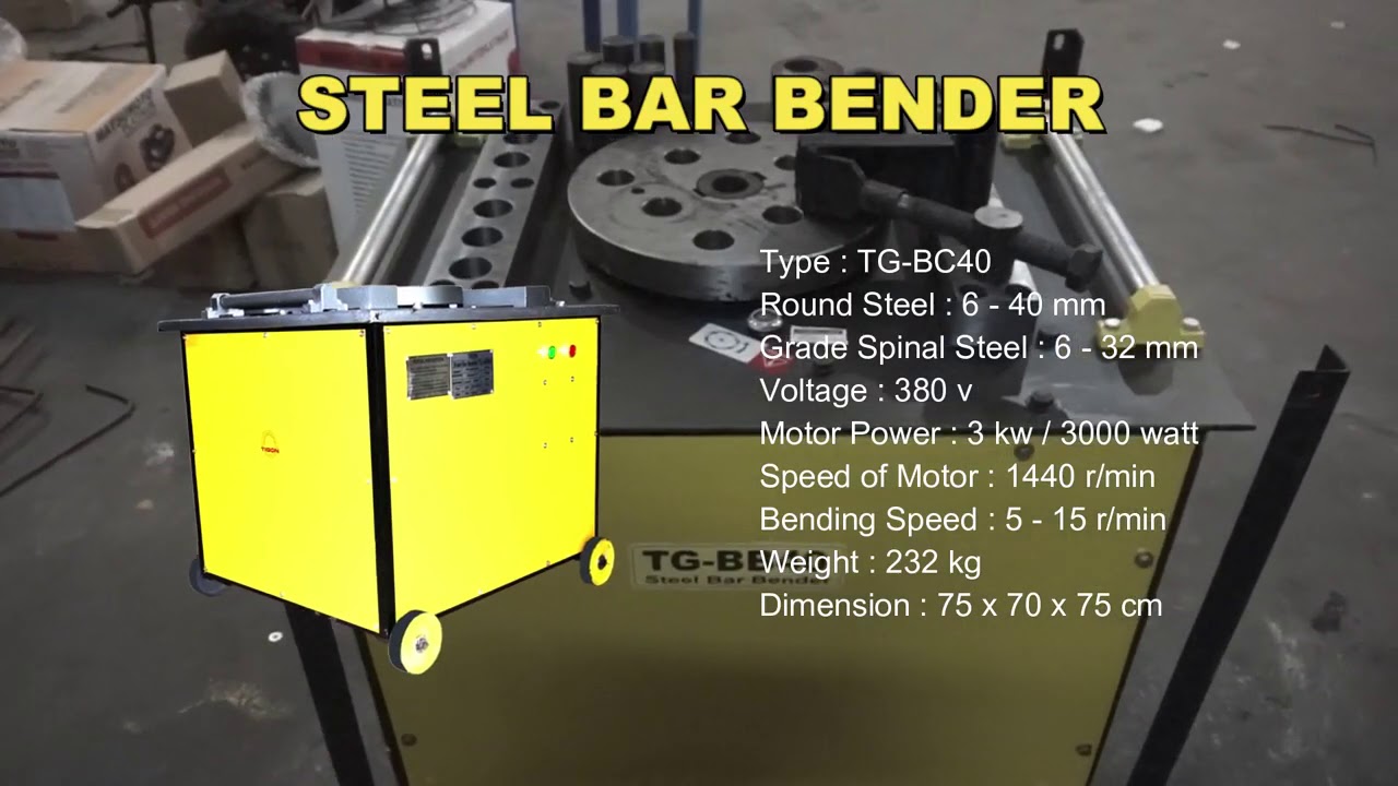 PENEKUK BESI - STEEL BAR BENDER - BAR BENDING MACHINE - TIGON TG-BB40 ...