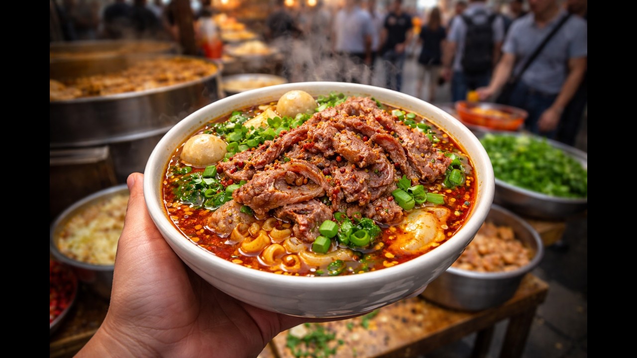 LIVE 🔴 Chinese Street Breakfast Madness — Giant Pot Beef Offal Soup ...