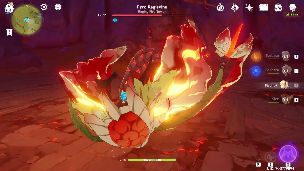 Genshin Impact - Pyro Regisvine level 60 Boss Fight - YouTube
