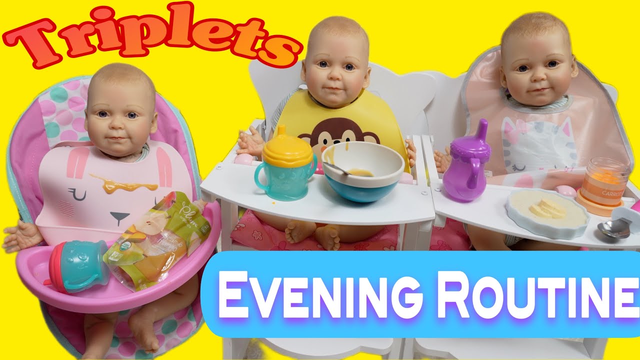 Reborn Triplets Evening Routine Feeding and Changing - YouTube