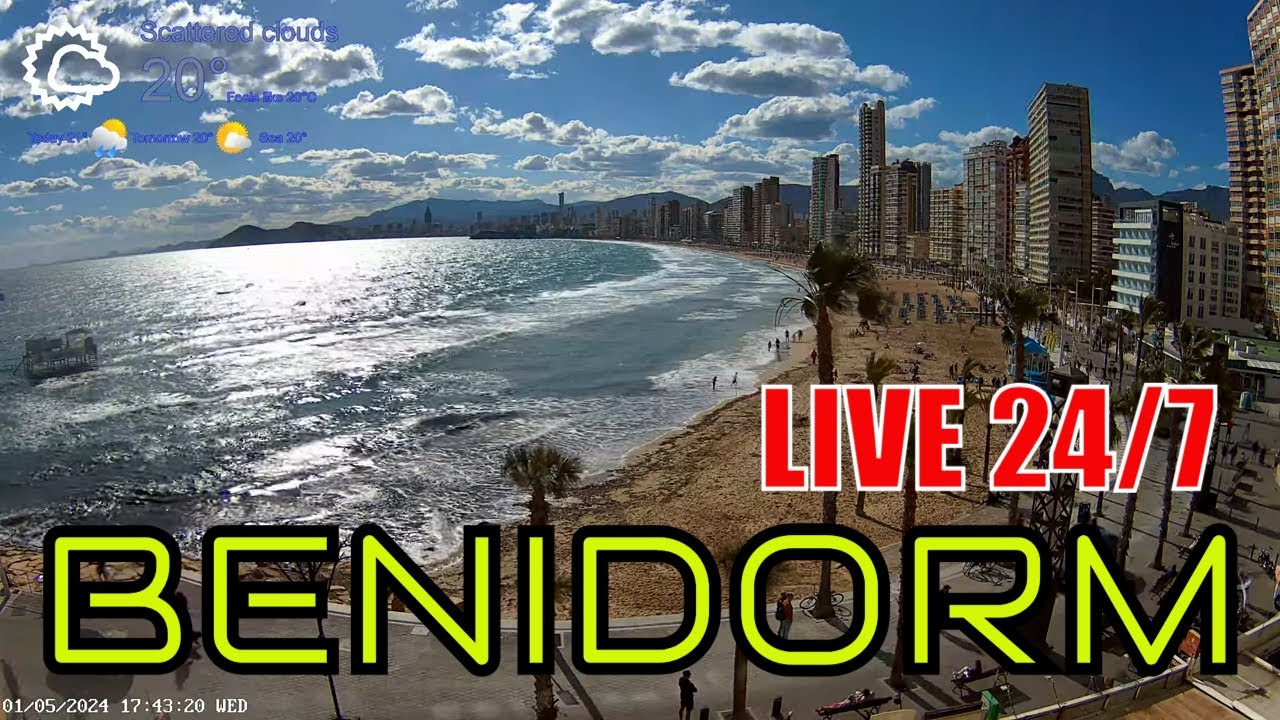 Benidorm Live Beach Cam 🇪🇸 Streamed 1st May 2024 (2) - YouTube