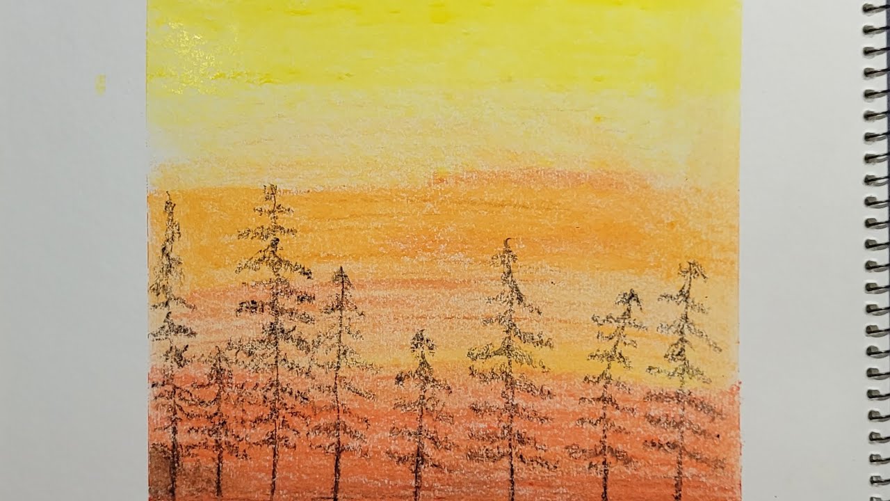 Sunset Forest 🌅 Scenery Drawing |Easy Drawing Tutorial Step by Step ...