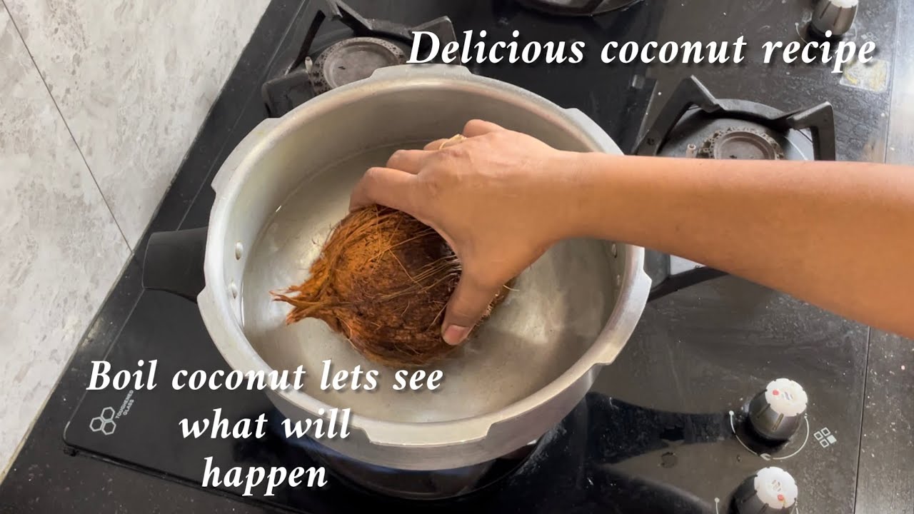 Let’s put the coconut in pressure cooker what will happen #The most ...