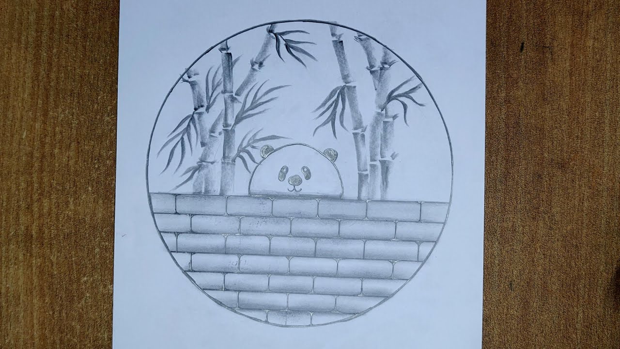 Easy Way to Draw Panda | Pencil Sketch | Panda in Bamboo Forest Drawing ...