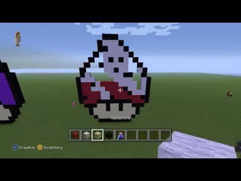 Minecraft Tutorial: How to Make Ghostbuster mushroom pixel art - YouTube