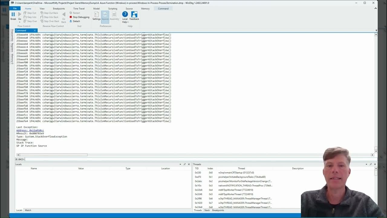 Analyze an Azure Function, Windows, in process, Terminate memory dump - YouTube