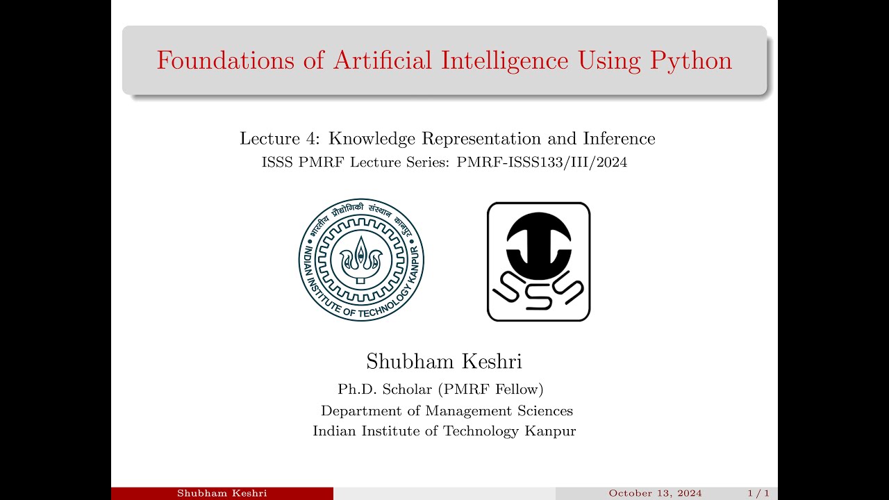 Lecture 4: Foundations of Artificial Intelligence Using Python | Knowledge Representation ...