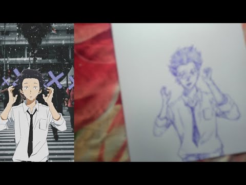 Drawing Shouya Ishida with only Blue Pen #challenge - YouTube