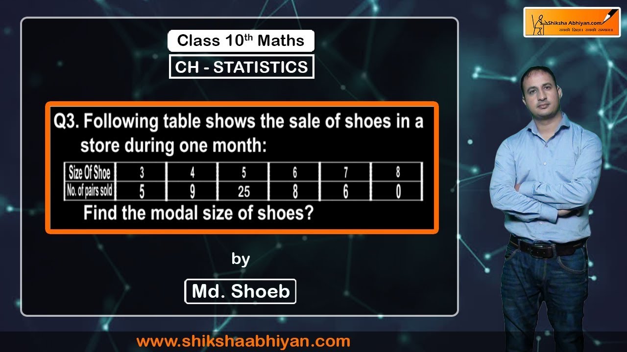 Q3 Find the modal size of the shoes. - YouTube