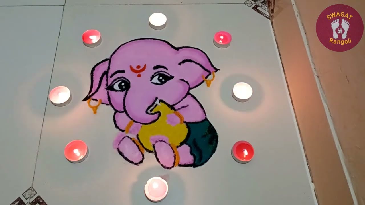 Bal Ganesh Rangoli Designs | Ganpati Rangoli Designs For Competition ...
