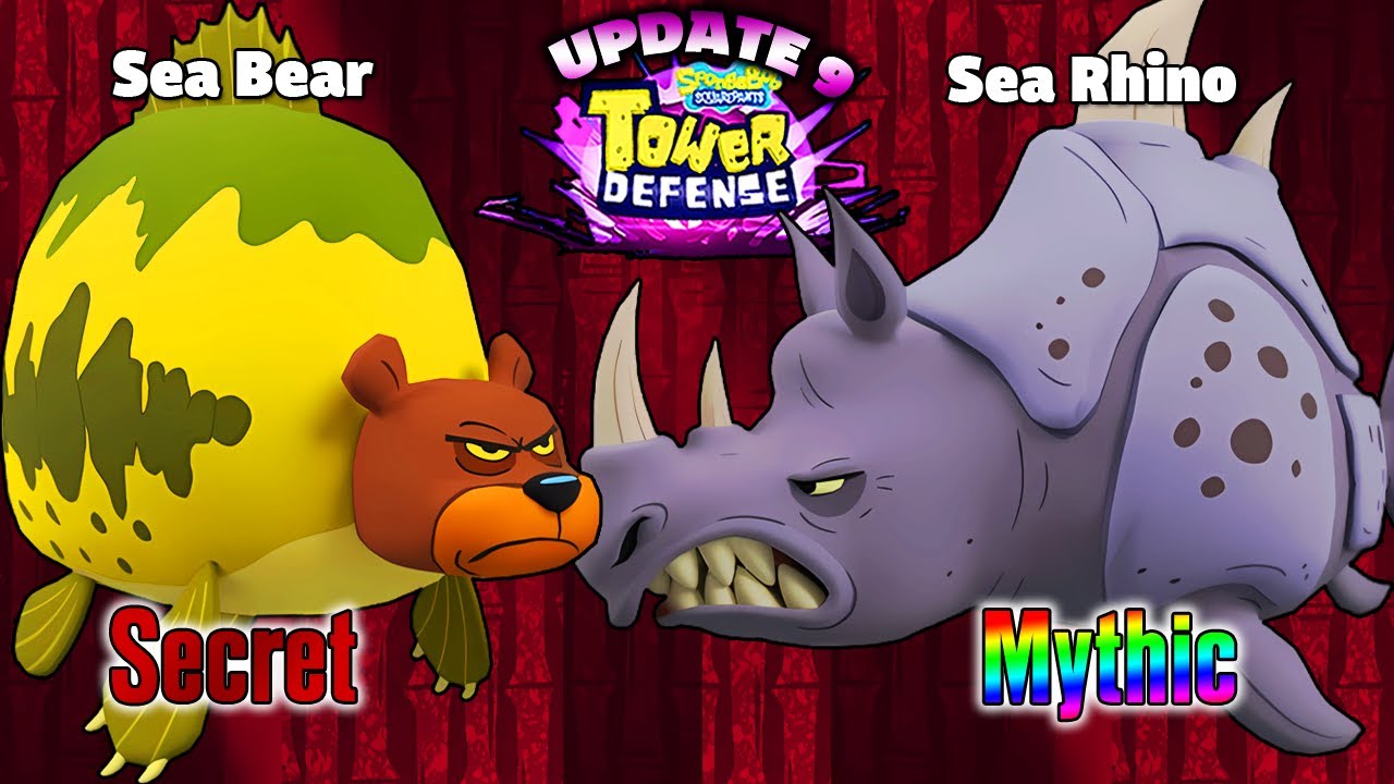 SPONGEBOB TOWER DEFENSE UPDATE 9 COM LEAK DO SECRET SEA BEAR, SEA RHINO ...