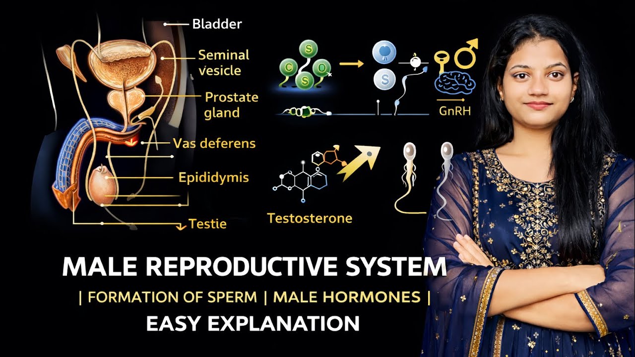 Male reproductive system |Formation of sperm | Male Hormones | Easy ...