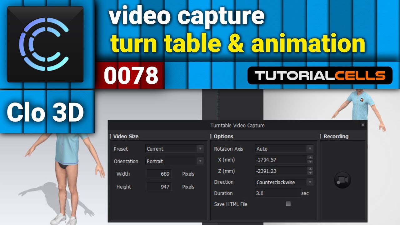 0078. capture video ( turntable & animation ) in clo3D - YouTube