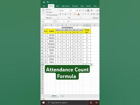 Attendance Count Formula in Excel | countif formula #excel #advanceexcel - YouTube