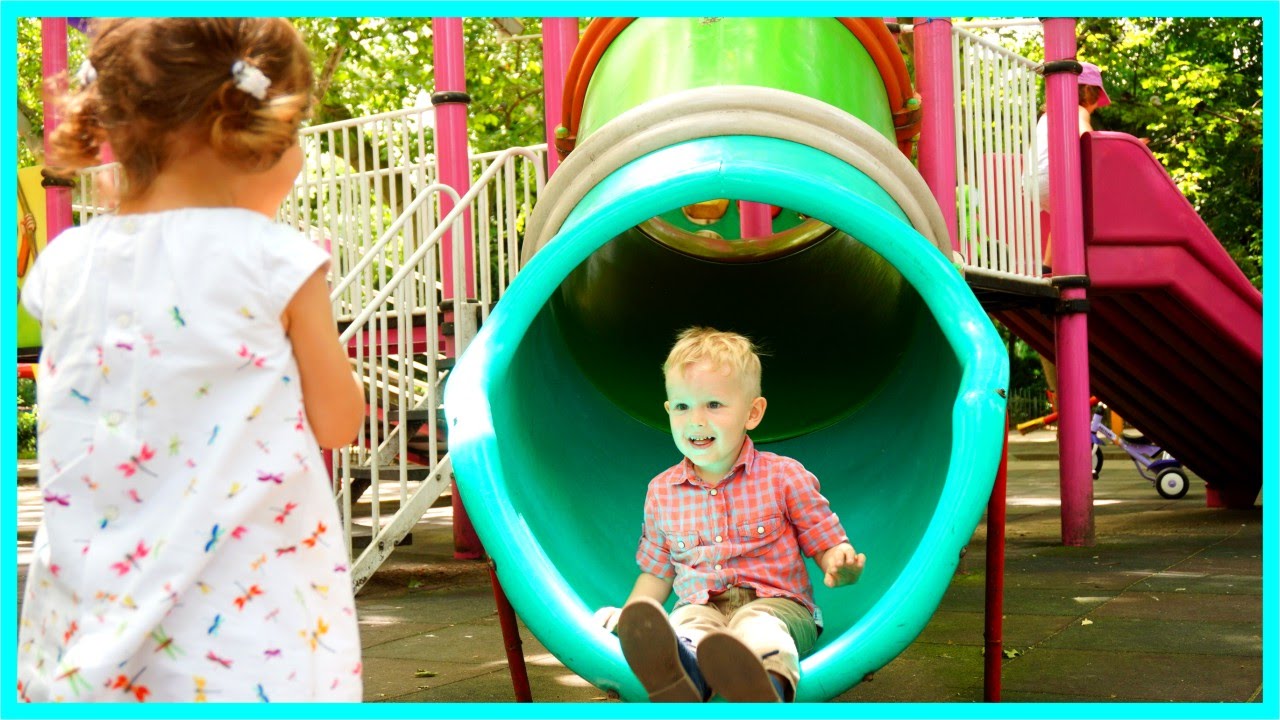 Outdoor Playground Fun for Children - Family Park with Slides W ...