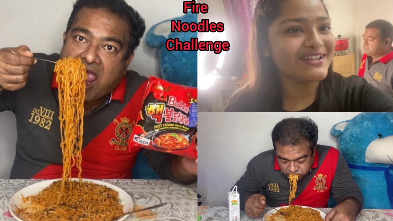 2X FIRE NOODLES 🔥 CHALLENGE | SPICY NOODLES EATING CHALLENGE | FOOD ...