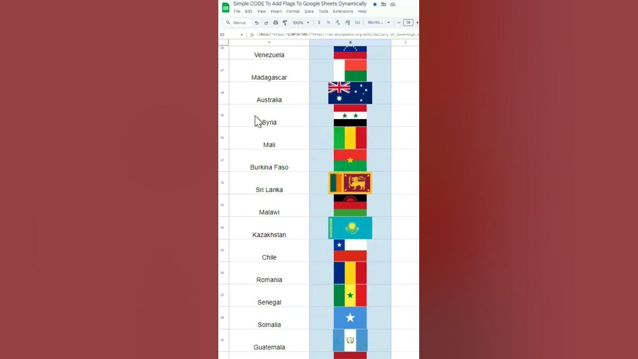 Simple CODE To Add Flags Dynamically in Google Sheets #flag #shortsviral - YouTube