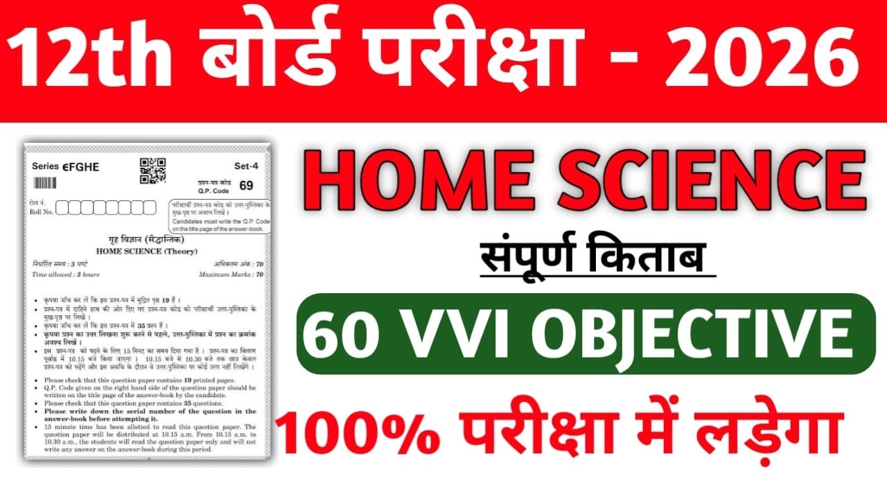 Home Science Class 12 Objective Questions 2026 | Class 12th Home ...