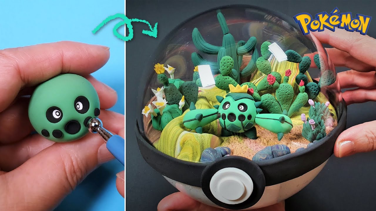Pokémon Clay Art - Making Cacnea Poké Ball | Oddly Satisfying 🌵 - YouTube