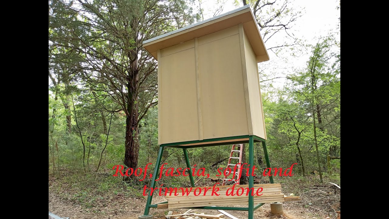Hunting blind building: flashing and trim work - YouTube