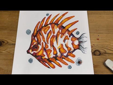 Stippling drawing of a fish 🐠 - YouTube