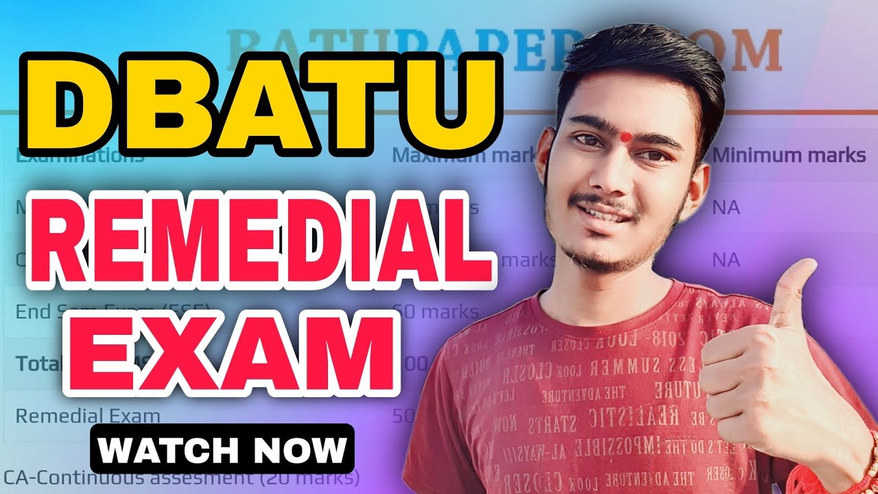 DBATU REMEDIAL EXAM COMPLETE INFORMATION || PASSING || PATTERN || FEE'S ...
