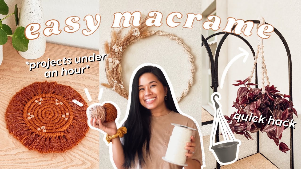 EASY DIY MACRAME BOHO DECOR ANYONE CAN MAKE UNDER AN HOUR *Beginner ...