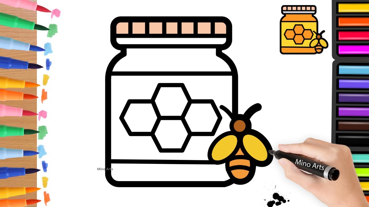 Honey Bottle Drawing!! || Easy Drawing Tutorial @minoarts #drawingvideo ...