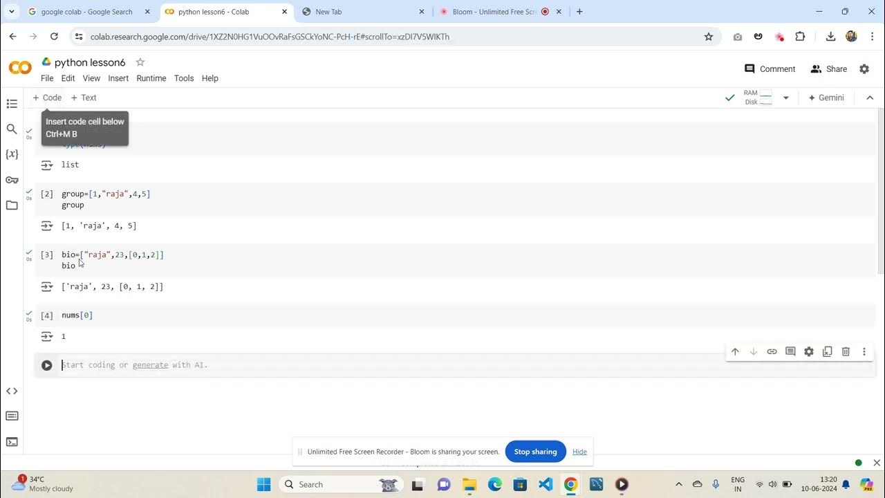 6 Lesson6 list datatype - YouTube