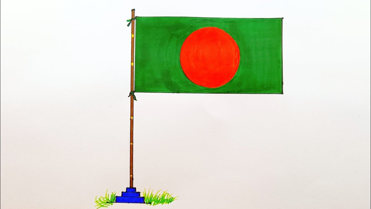 How to draw National flag | Bangladesh flag drawing step by step - YouTube