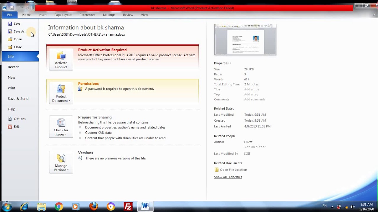 how to save,save as, open, close, recent, new, print ms word document ...