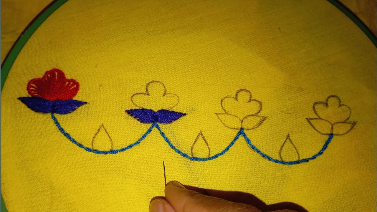 Beautiful borderline embroidery design... 🪡💖 - YouTube