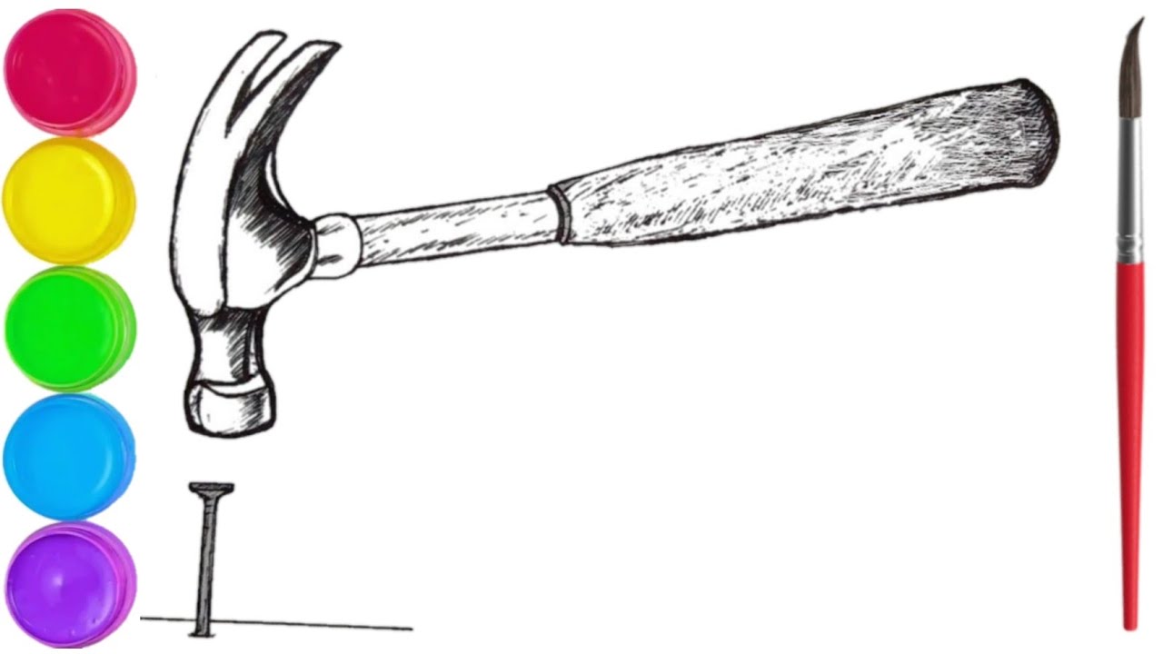 How to draw a hammer । how to draw a picture of hammer ।Hammer drawing ...