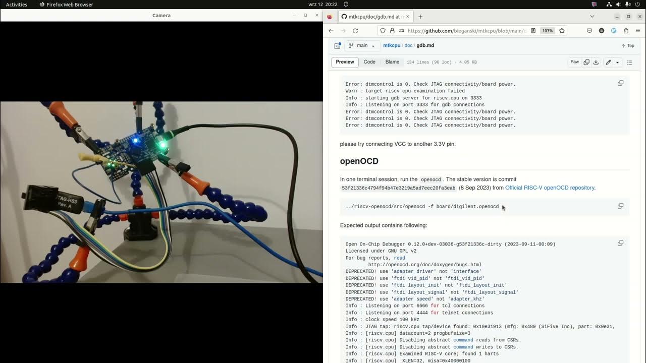 mtkCPU RISC-V FPGA processor - Today we are running openOCD and GDB! - YouTube