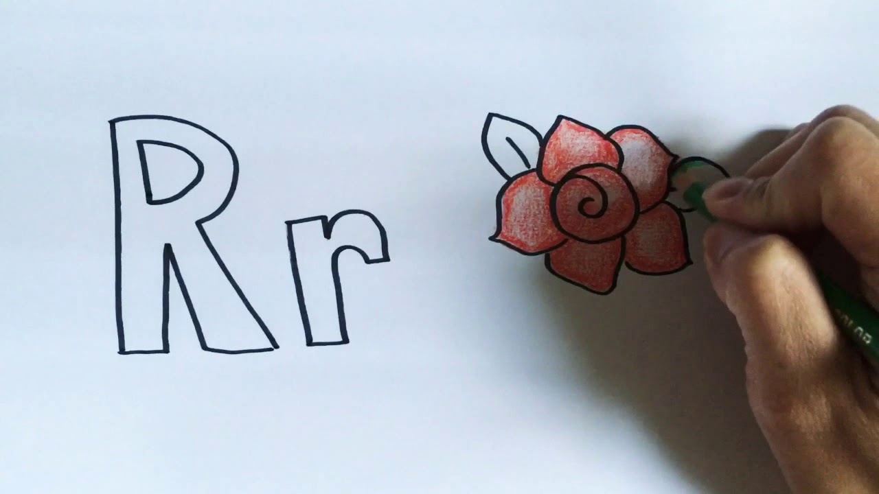 How to draw ~ R for rose - YouTube