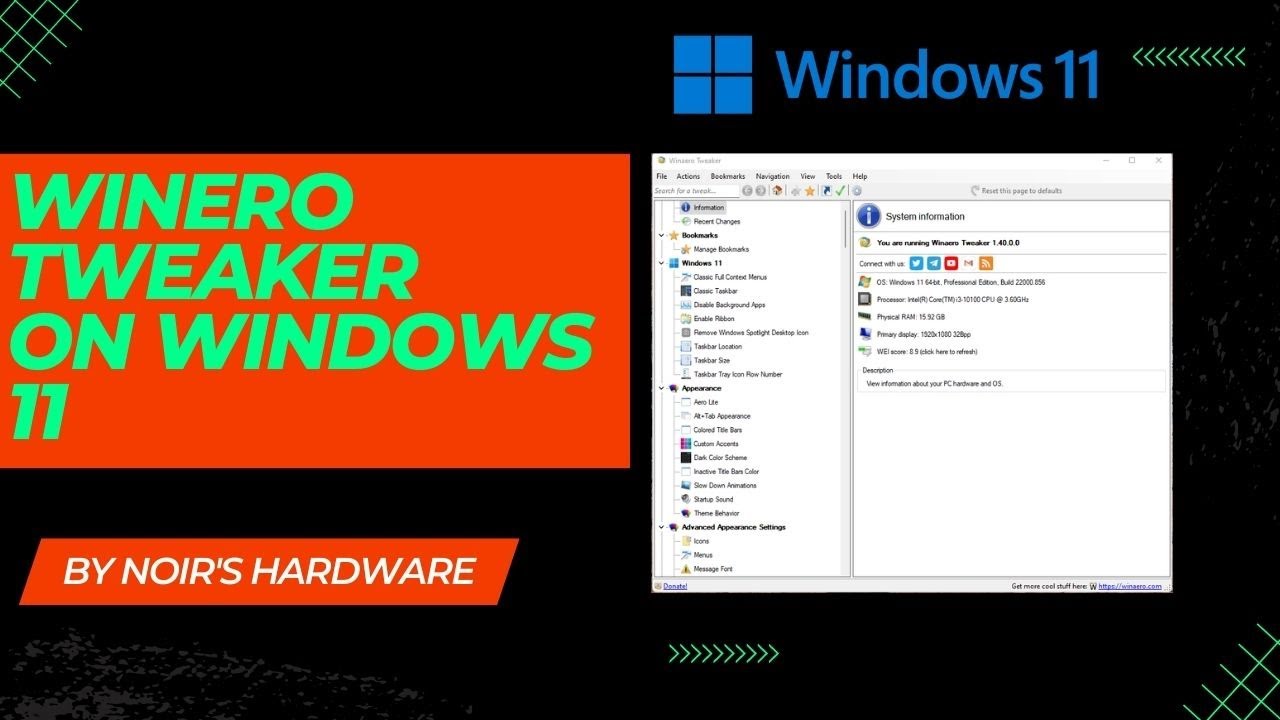 Windows 11 Tweaker Utility Features And Settings You Can Do | Noir's ...
