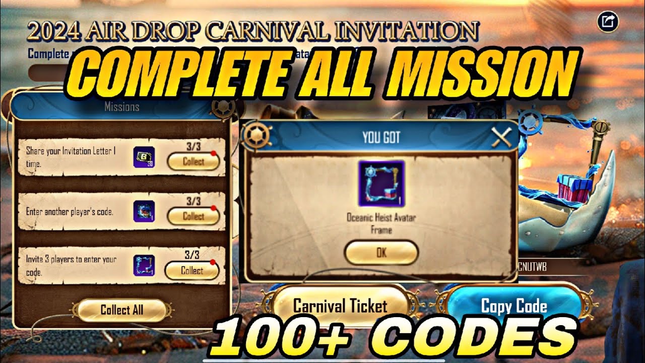 2024 AIR DROP CARNIVAL INVITATION CODE | PUBG MOBILE NEW EVENT CARNIVAL ...